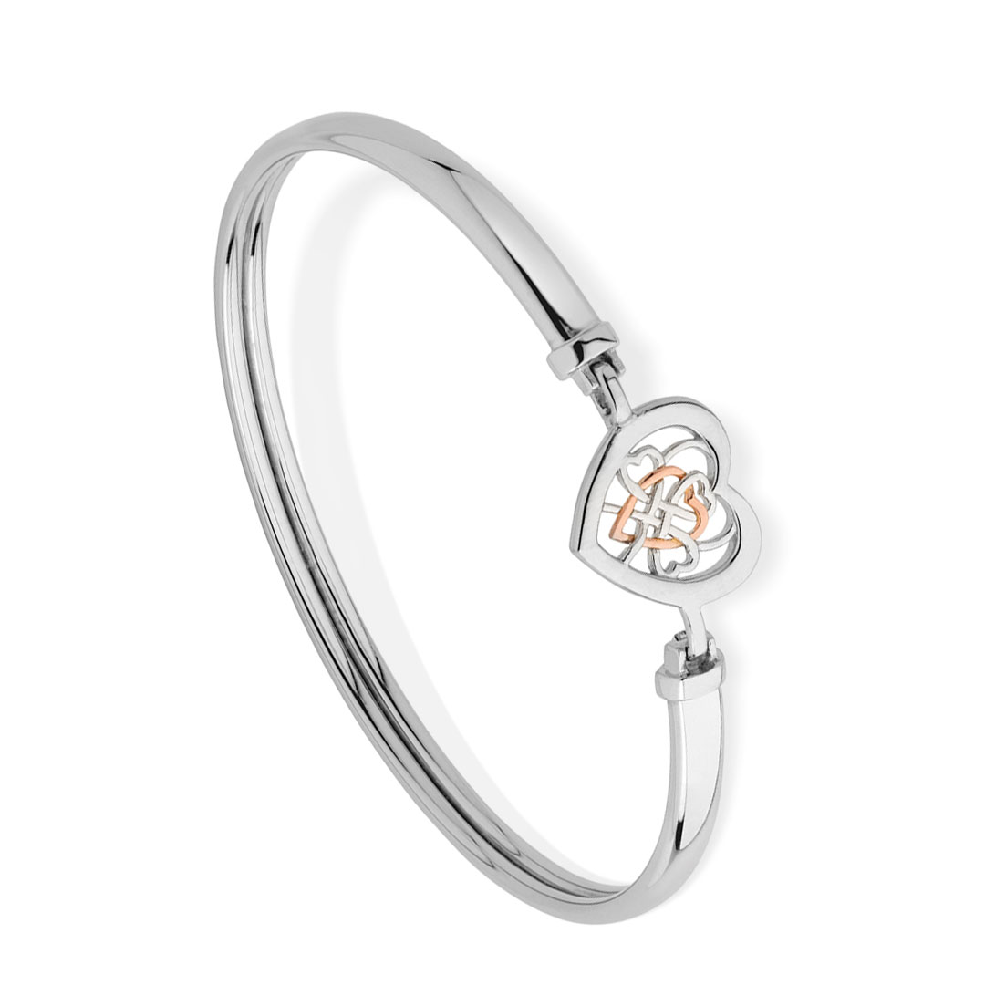 Clogau Welsh Royalty Silver Heart Bangle | Welsh Gold Jewellery by Clogau
