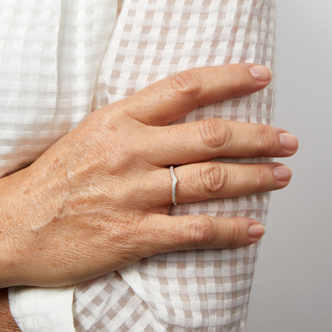 9ct White Gold Diamond Set V Shaped Eternity Ring | Yellow, White Gold ...